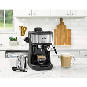 Mr. Coffee Espresso and Cappuccino Machine, Single Serve Coffee Maker with Milk Frothing Pitcher and Steam Wand, Stainless Steel