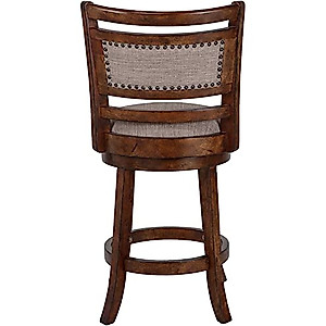 New Classic Furniture Aberdeen Counter Swivel Bar Stool with Open Back and Fabric Upholstered Seat & Back Rest, 24-Inch, Brown
