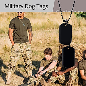 VNOX Military US Army Dog Tag Necklace Mens Black Stainless Steel Double Dog Tag Dangling Pendant Necklace,Bead Chain Necklace 24",Veterans Day Gifts for Men