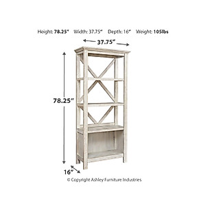 Signature Design by Ashley Carynhurst Rustic Farmhouse 75" Bookcase with 4 Shelves, White
