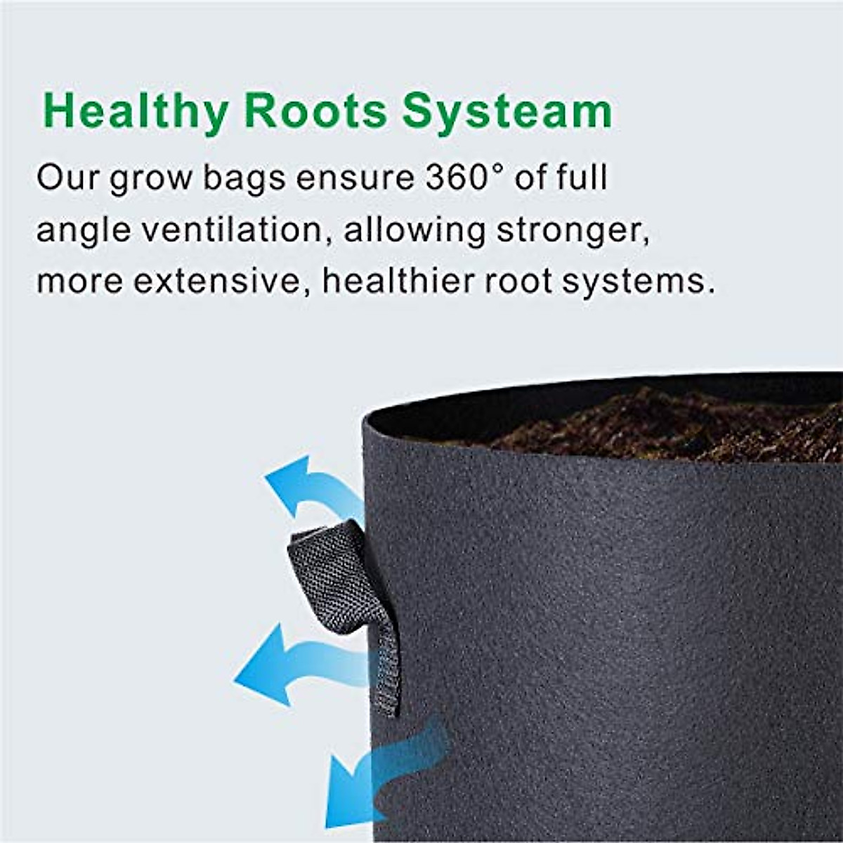 Hongruilite 1 2 3 5 7 10 15 20 25 Gallon 6/12/24-Pack Planting Grow Bags Black Fabric Grow Pots Bags for Hydroponic Indoor Plant Growing (15 Gallon w/Handles(12-Pack))