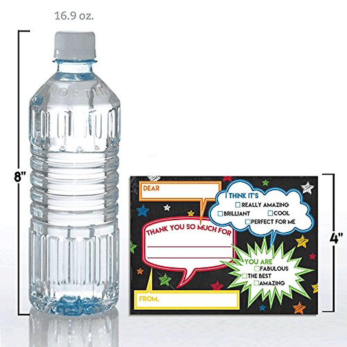 Chalkboard Speech Bubble Birthday Thank You Notes for Kids, Ten 4" x 5.5" Fill In The Blank Cards with 10 White Envelopes by AmandaCreation…