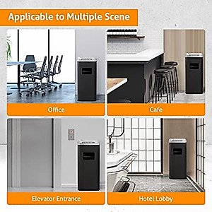 WICHEMI Commercial Outdoor Trash Can Stainless Steel Industrial Garbage Enclosure Metal Trash Can with Lid, Removable Inner Bucket Garbage Can for Home, Office, Elevator Entrance - 16 Liters