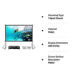 JWSIT 250 inch Projector Screen with Stand, Upgraded 3 Layers PVC 16:9 Large Outdoor Projector Screen, Portable Outdoor Movie Screen with Carrying Bag for Large Commercial Performance