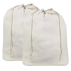 AMJ 2 Pack - Extra Heavy Duty Washable Laundry Bag with Drawstring, Cotton Laundry Bag for Sleeping Bag, Laundry Hamper Liner and Travel, Beige