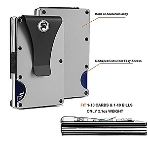 Coukula Minimalist Wallet for Men - Slim Aluminum Money Clip - RFID Blocking Metal Wallet - Front Pocket Mini Credit Card Holder - Skull Claw Torn Artcraft - Tactical Wallet for Business Travel