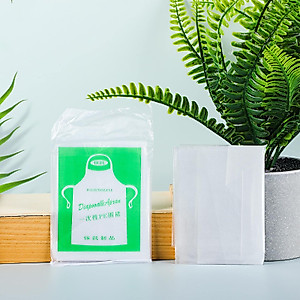 SATINIOR 50 Pieces Disposable Aprons Plastic Aprons for Kids Waterproof Oil Proof Small Clear Polythene Children Cooking Apron for Painting Cooking Eating Teaching DIY Craft Picnic