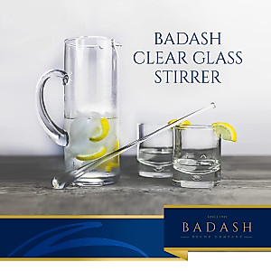 Badash Glass Cocktail Stirrer - 12" Long Mouth-Blown Lead-Free Glass Stir Rod - Bar Cocktail Shaker Spoon - Cocktail Stirrer for Drinks