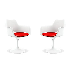 Aron Living Rose 18" Mid-Century Plastic and Metal Armchairs in Red (Set of 2)