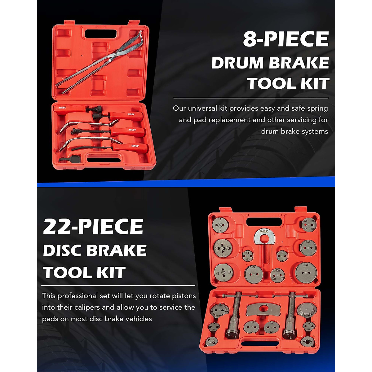 Orion Motor Tech 32pc Dual Brake Tools, 2 in 1 Caliper Compression Tool and Drum Brake Tool Kit, Brake Caliper Tool Kit and Drum Brake Tool with Brake Spring Tool Compressor Pliers Installer Remover