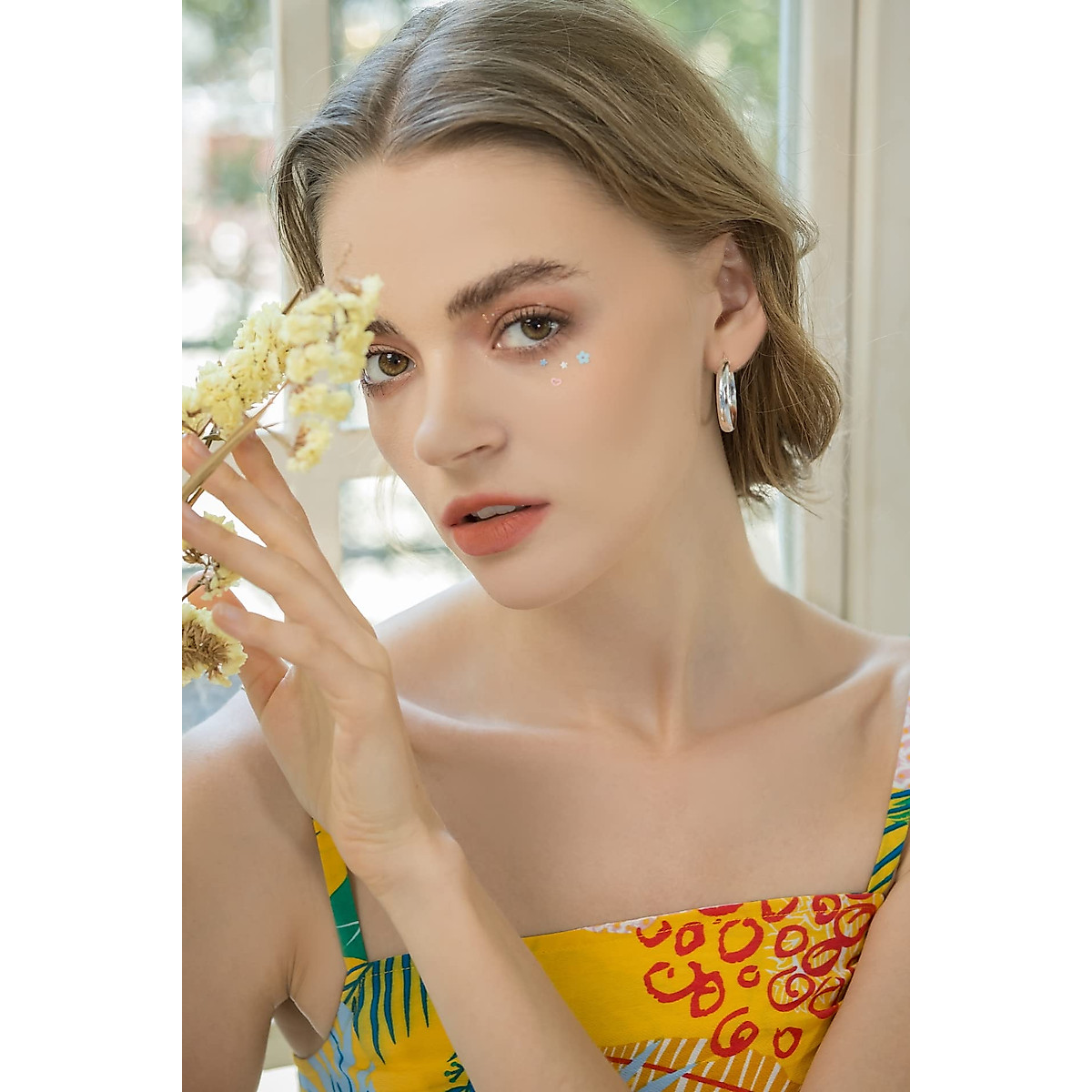 Sterling Silver High Polished Half Round-Tube Click-Top Light Hoop Earrings, 5x30mm