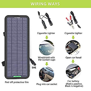 ALLPOWERS 18V 12V 5W Portable Solar Panel Car Boat Power Solar Panel Battery Charger Maintainer for Automotive Motorcycle Tractor Boat RV Batteries