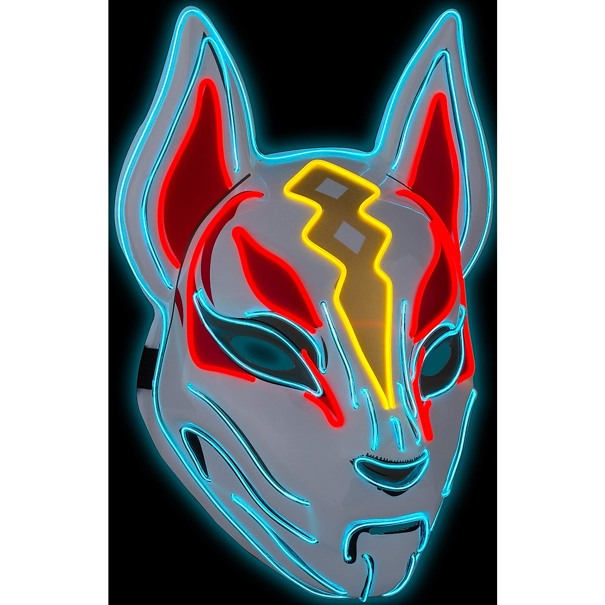 Diximus Halloween Masks - Fox Drift Mask - LED mask - Light up Mask for Halloween Cosplay Game Party Props – Mask for Man Woman Boys Girls Red White