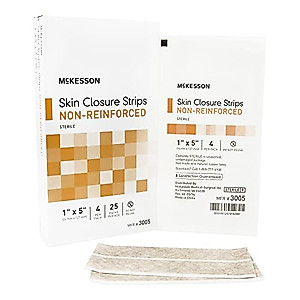 McKesson Skin Closure Strips, Sterile, Non-Reinforced, 1 in x 5 in, 25 Count