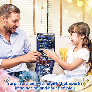 Playset, Forest & Twelfth Kids Set of 2 15pcs Die Cast Mini Police Car Toy Set for Kids & Toddlers, Promotes Creative Pretend Play, Skill Development, Fun All-Occasion Gift Idea (Police Playset)