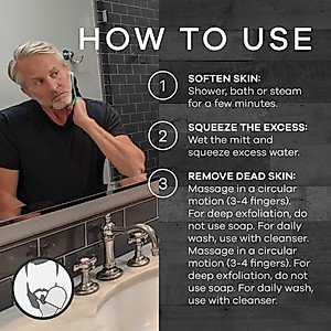 Dermasuri Beard Scrub and Body Polish Mitt for Deep Exfoliation​ - Part of a Skincare Kit for Bearded Men - Cleanse Skin Debris & Brush Away Ingrown Beard Hair - Shaving & Grooming Accessories for Men