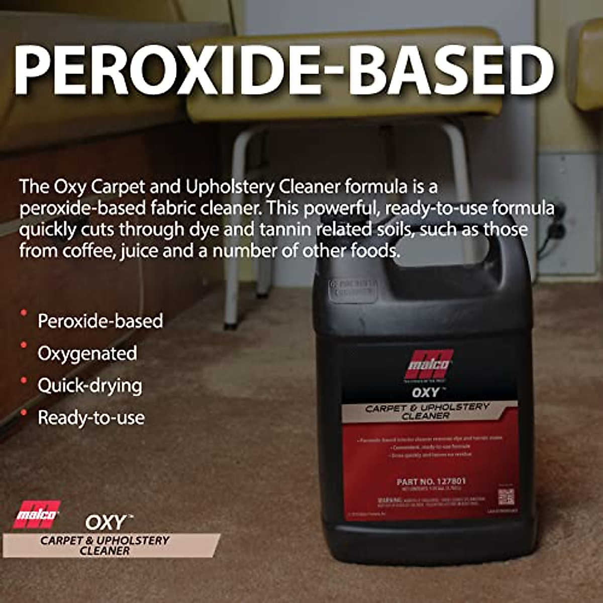 Malco OXY Carpet & Upholstery Cleaner - Stain Remover Spray for Car Interior Fabric/Cleans the Toughest Vehicle Stains/Deep Cleaning Liquid Formula / 1 Gallon (127801)