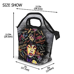Lunch Bags For Black Women African American Lunch Box Afro Black Girl Lunch Tote Bag For Travel, Picnic, Work, School Reusable Insulated Cooler