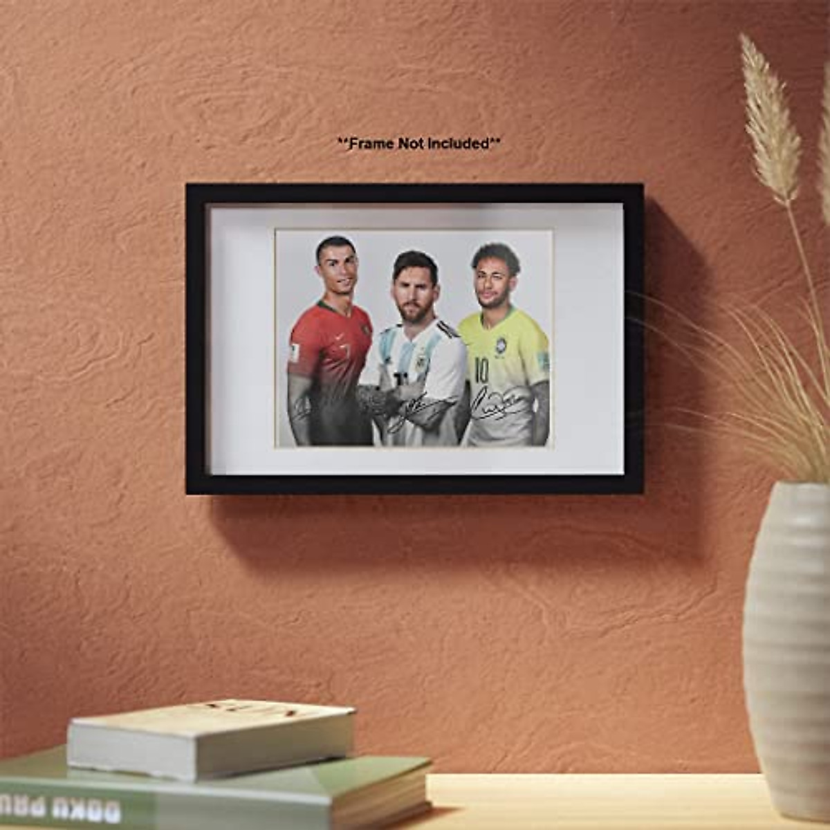 Ikonic Fotohaus Lionel Messi Cristiano Ronaldo Neymar Jr Signed Photo Autograph Print Wall Art Home Decor