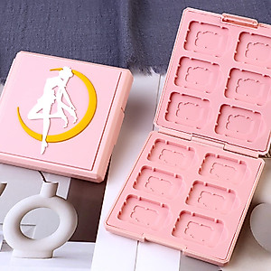 UFOPETIE 12 in 1 Game Card Case for Nintendo Switch Sailor Moon Switch Game Case,for Nintendo Switch Game Storage Nintendo Switch Game Card Case,for Switch Accessories(Thumb Grip 2PCS)