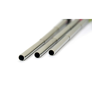 MANGKHUT 3 Pack Metal Reusable Straws with Silicone Tip & Carrying Case & Cleaning Brush, Compact Portable Stainless Steel Drinking Straws with Telescopic Design up to 8.46 inch, Gray & Green & Pink