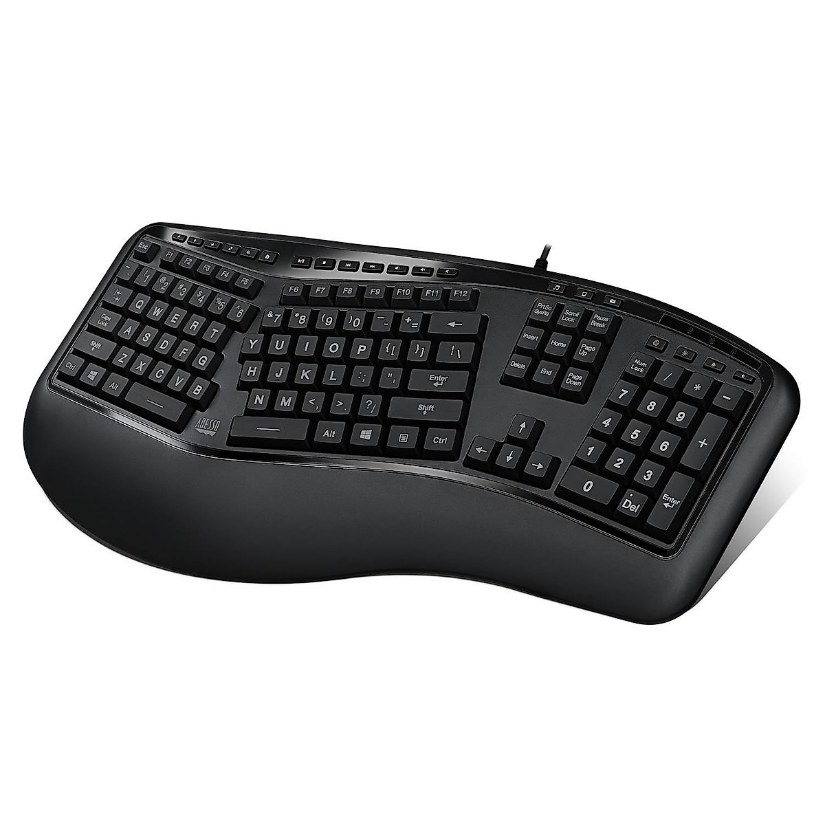 Adesso Tru-Form 150 3-Color Illuminated USB Ergonomic Keyboard AKB-150EB