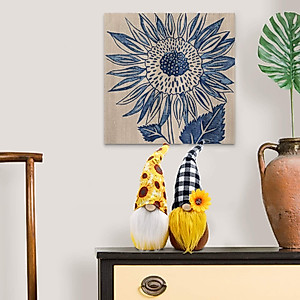 CiyvoLyeen Sunflower Gnomes Decorations Spring Gnomes Home Decor Sunflower Gnomes Plush Gift 2 PCS Scandinavian Swedish Nisse Tomte Farmhouse Sunflower Tiered Tray Kitchen Household Home Decorations