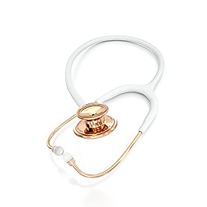 MDF Rosegold MD One Stainless Steel Stethoscope, Adult, White Tube, Rosegold Chestpieces-Headset, MDF777RG29