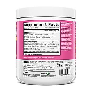 RSP NUTRITION AminoLean Pre Workout Powder, Amino Energy & Weight Management with Vegan BCAA Amino Acids, Natural Caffeine, Preworkout Boost for Men & Women, 30 Serv, Pink Lemonade…