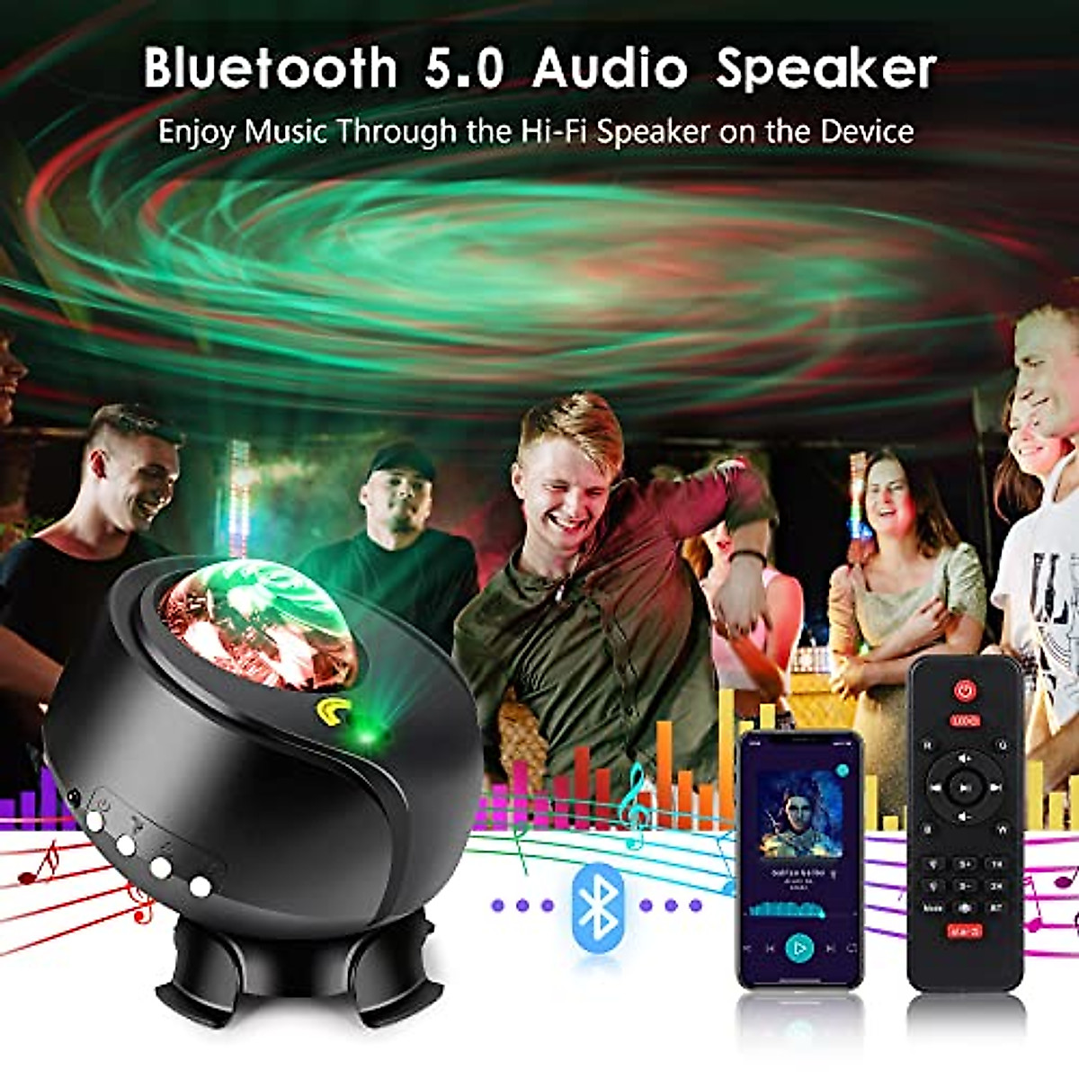 Star Projector Galaxy Light - Starry Night Light Projector with Remote Control, Timer & Bluetooth Speaker, Aurora Borealis Light Projector Galaxy Projector Night Sky Projector for Bedroom