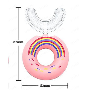 Aoyuexi Children's U-Shaped Toothbrush for 0-12 Years Old Kids - Dinosaur/Donut U Shape Whitening Massage Toothbrush Soft Silicone Brush Head, 360° Oral Teeth Cleaning Design for Toddlers (D)