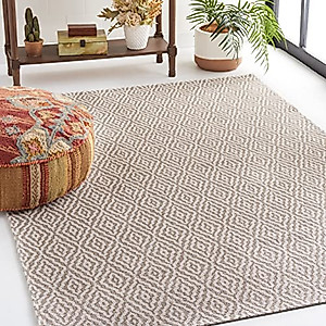 MARTHA STEWART x SAFAVIEH 5' x 7' Taupe/Cream MSR484E Contemporary Geometric Cotton Area Rug