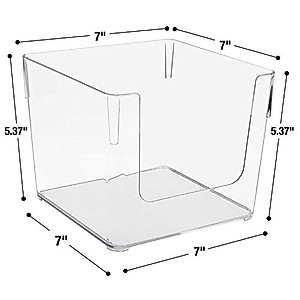 Sorbus Open Plastic Storage Bins Clear Pantry Organizer Box Bin Containers for Organizing Kitchen Fridge, Food, Snack Pantry Cabinet, Fruit, Vegetables, Bathroom Supplies, Square (2-Pack)