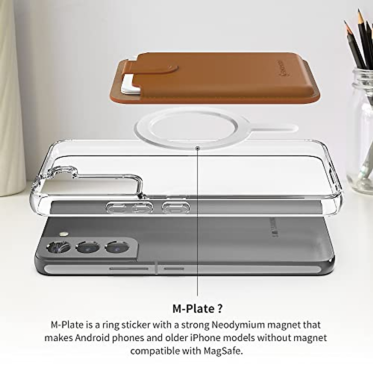 Sinjimoru Vegan Leather iPhone 14 Wallet for MagSafe Wallet, iPhone 14 Plus Magnetic Accordion Wallet Card Holder for Back of Cell Phone Case foriPhone 15 14 13 12 Series. M-Pull Tab Wallet Black