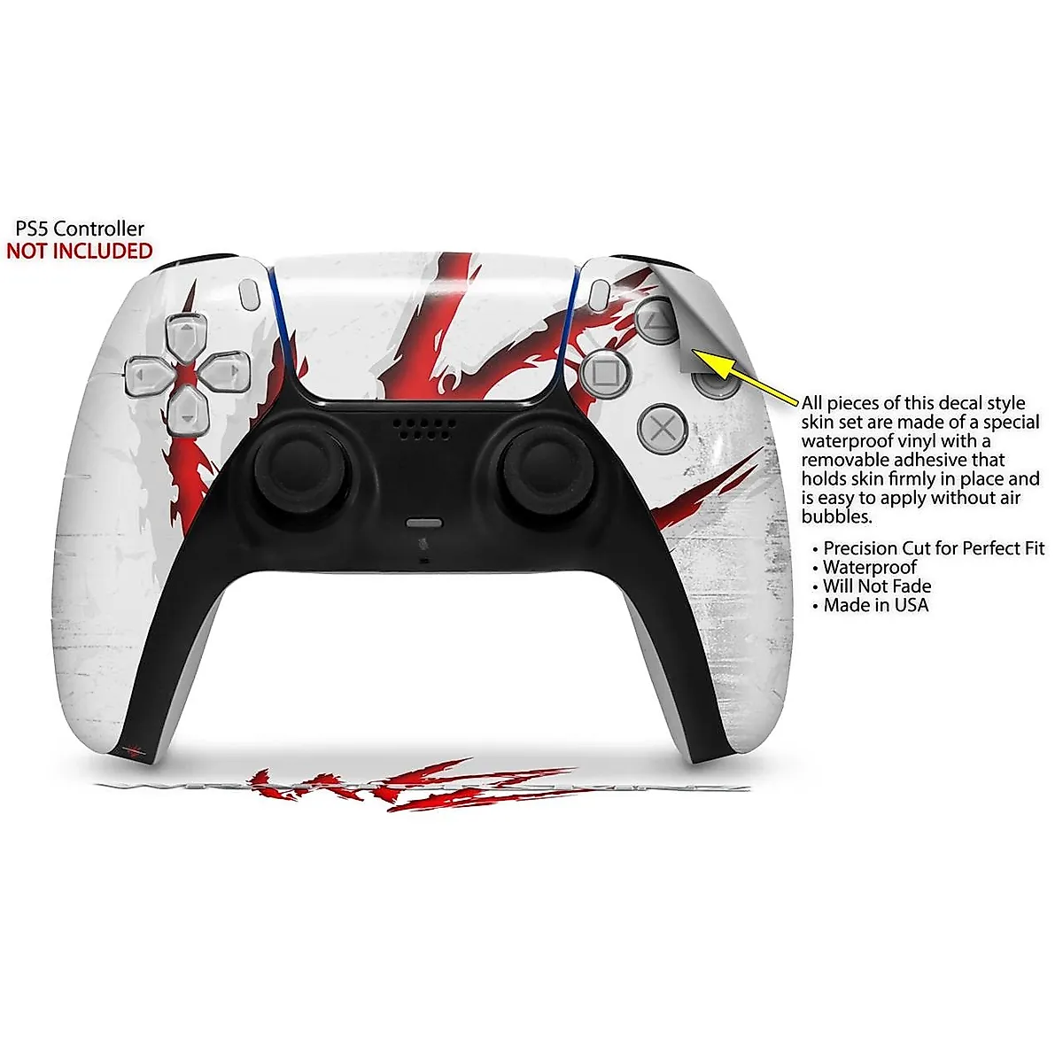 WraptorSkinz Skin Wrap compatible with Sony PS5 DualSense Controller WraptorSkinz WZ on White (CONTROLLER NOT INCLUDED)