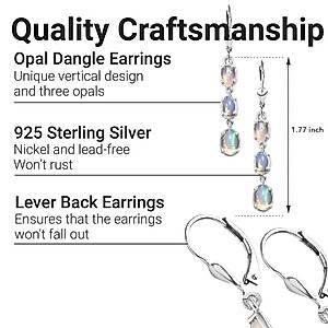 Shop LC Opal Earrings for Women 925 Sterling Silver Long Drop Dangle Earrings for Women Gemstone Opal Jewelry Birthday Gifts for Women