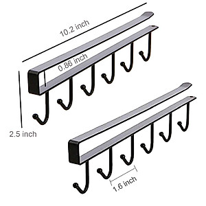 2pcs Mug Hooks Mug Holder Under Cabinet,BAIEUEJO Coffee Cups Holder Hanger no Drilling,Kitchen Utensil Hooks,Storage Hooks ​for Cups/Kitchen Utensils/Ties Belts/Scarf/Keys Storage (White)