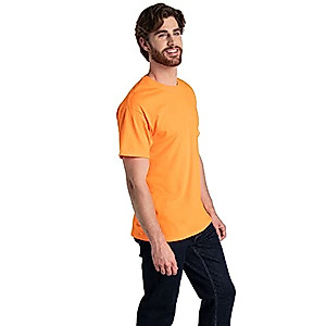 Fruit Of The Loom Mens Eversoft Cotton Shirts, Breathable & Moisture Wicking With Odor Control, Sizes S-4x, Crew - 2 Pack - Safety Orange, X-Large US