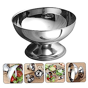 Hoement 1Pc stainless steel dessert cup salad bowl metal sauce cup stainless steel revere bowl footed ice cream dishes ice cream cups stainless steel parfait cup Fruit Cup Glass insulation