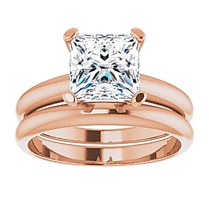 2 CT Princess Cut Engagement Ring Set for Women Moissanite Rings Solitaire Promise 925 Silver 10K/14K/18K Solid Rose Gold Bridal Ring Set (4.5)