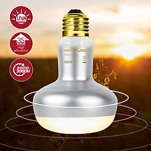 REPTIZOO Reptile Heat Lamp Bulb and UVB 10.0 Reptile Light Combo Pack, 100W Intense Basking Spot Light UVA Heat Lamp Bulb, 26W Energy Saving UVA UVB Bulb Spiral Compact Bulb