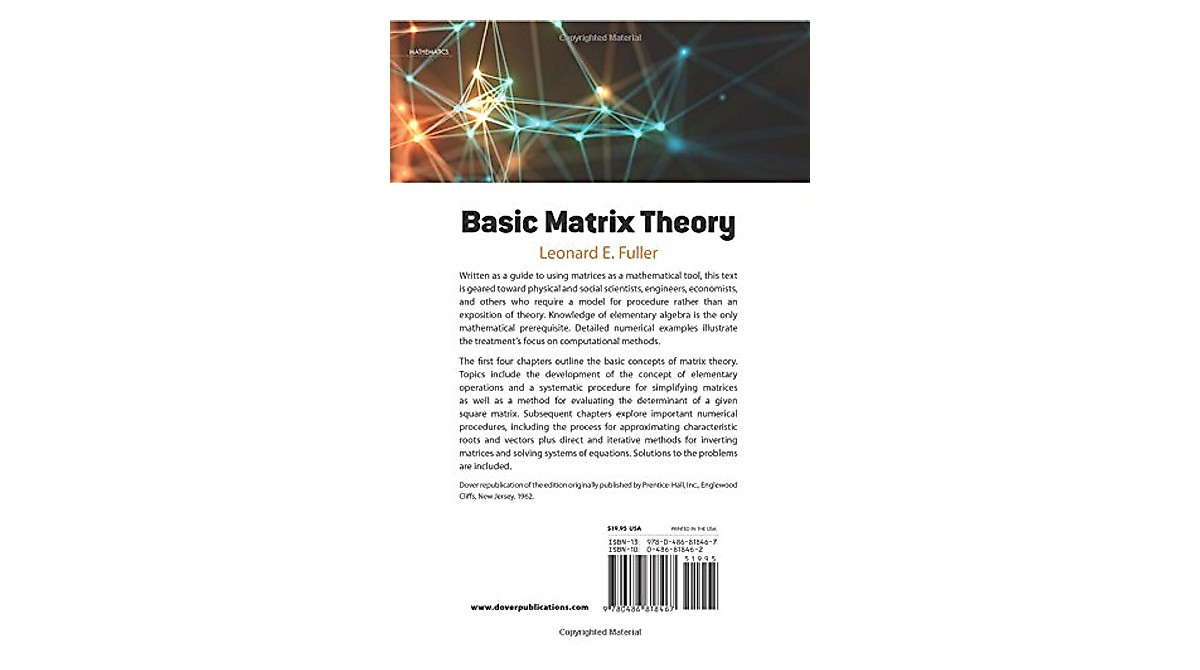 Basic Matrix Theory Book for Practical Applications | Dover Publications