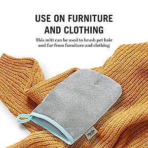 MARTHA STEWART - Pet Hair Removal Mitt | Elegant Dog Hair Remover Mitt for Clothing & Furniture| Reusable Dog Fur Remover for Furniture & Clothes in Gray and Turquoise, Machine Washable (FF18765)