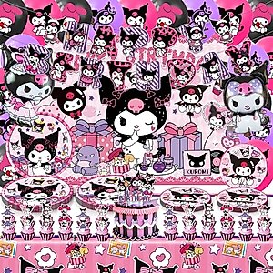 Birthday Party Supplies, 102 Pcs Party Decorations Includes Backdrop, Cake Topper, Happy Birthday Banner, Balloons, 7IN Plates, 9IN Plates, Honeycomb Ornaments for Girls