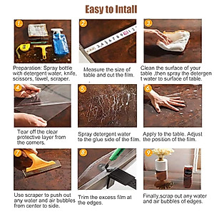 JYHHCYS 70 90 110 130 150 160cm Wide Clear Plastic Sticky Film for Table Countertop Cabinet, Protective Table Pad Self-Adhesive, Waterproof Anti-wear (Size : 110x240cm/43.3x94.5in)