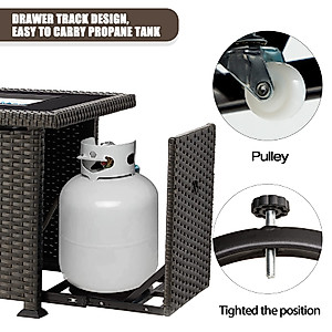 GYUTEI Fire Pit Table,Propane Fire Pits for Outside,44in 50,000 BTU Auto-Ignition Gas Fire Table w/CSA Certification,Outdoor Fire Pit for Garden Patio (Black)