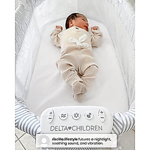 Delta Children Curve Bassinet, White/Grey