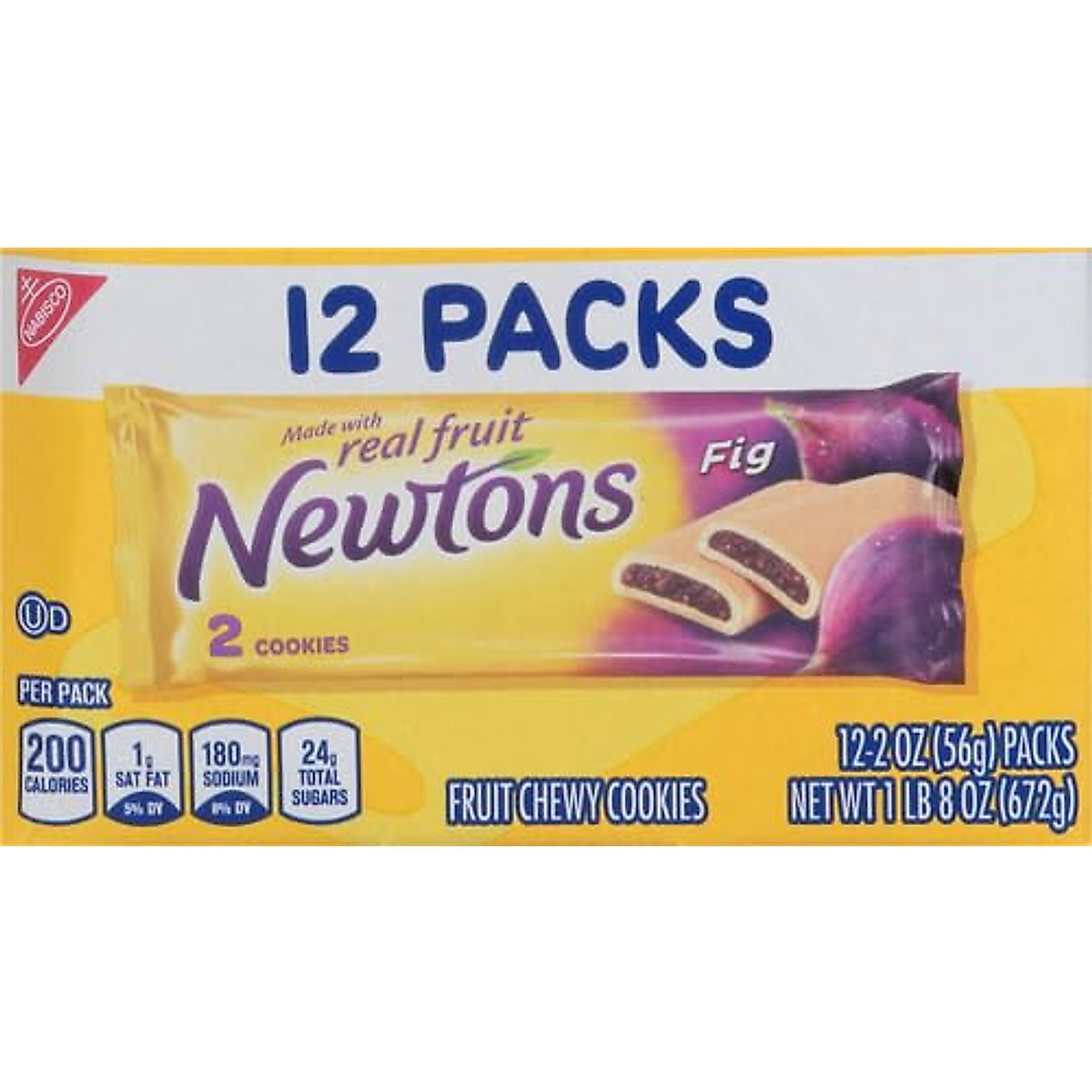 Newtons Soft & Fruit Chewy Cookies, (2 Cookies Per Pack) Fig, 24 Oz (Pack of 12)