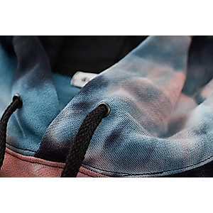 KLIEGOU Mens Tie-Dye Pullover Hooded Sweatshirt (288 Pink/Green L)