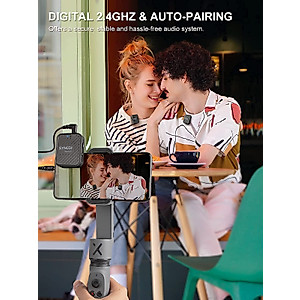 SYNCO Wireless Lavalier Microphones & System, G1(A2) 2.4G Dual Transmitter Lapel Mic 492FT 8H for YouTube Vlog Live Stream for Camera Smartphone Tablet, Wireless-Lavalier-Microphone-for-DSLR Camera